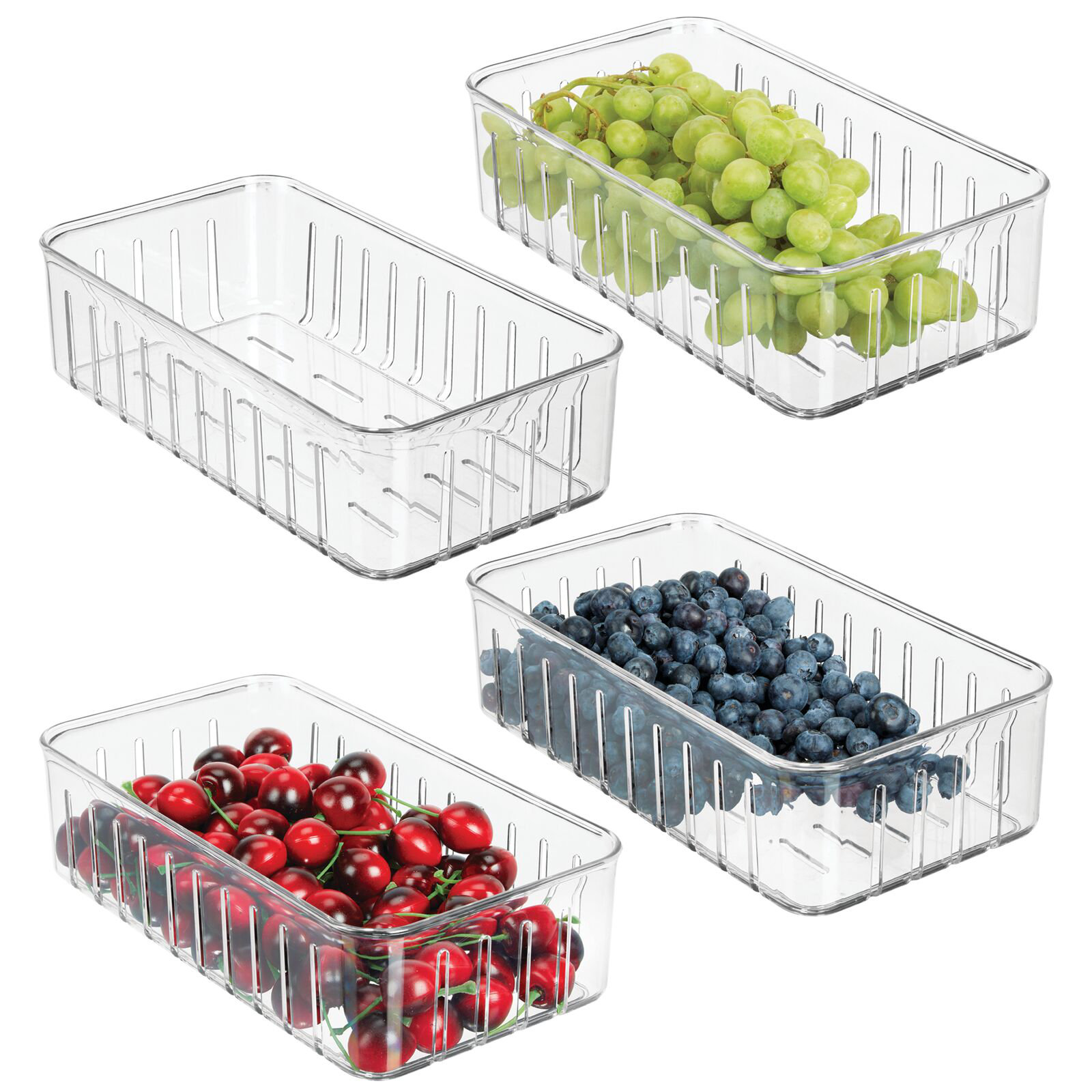 mDesign Rebrilliant Vented Fridge Storage Bin Basket For Fruit ...
