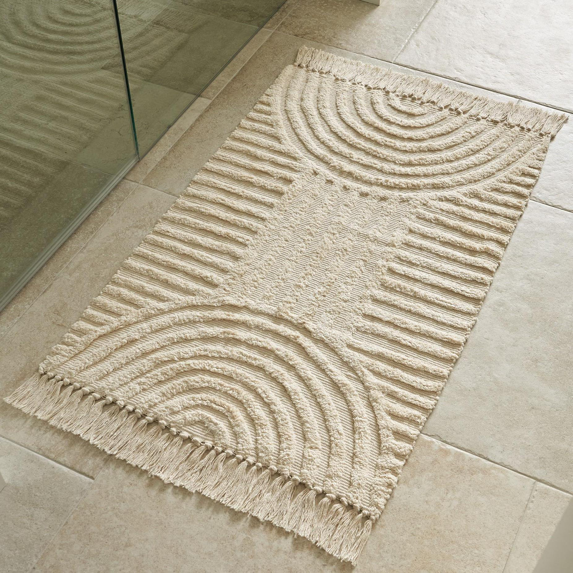 Hokku Designs Chic Boho Bathroom Rug with Tassels, Soft | Wayfair