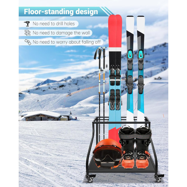 WFX Utility™ Ski Storage Rack For Garage On Wheels, Floor Stand Ski For ...