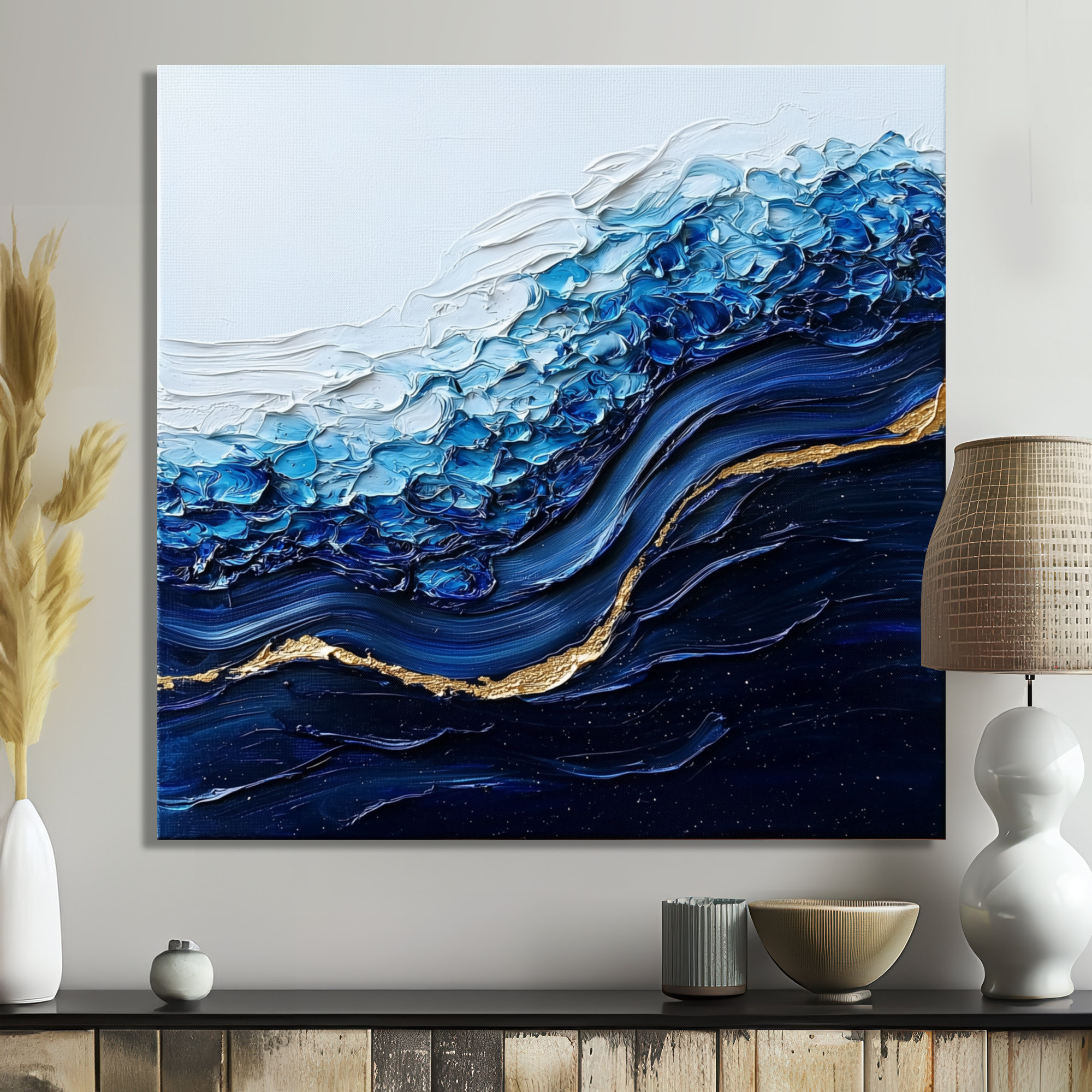 Mercer41 Abstract Aqua Pulse Of The Unknown - Abstract Wall Art Decor ...