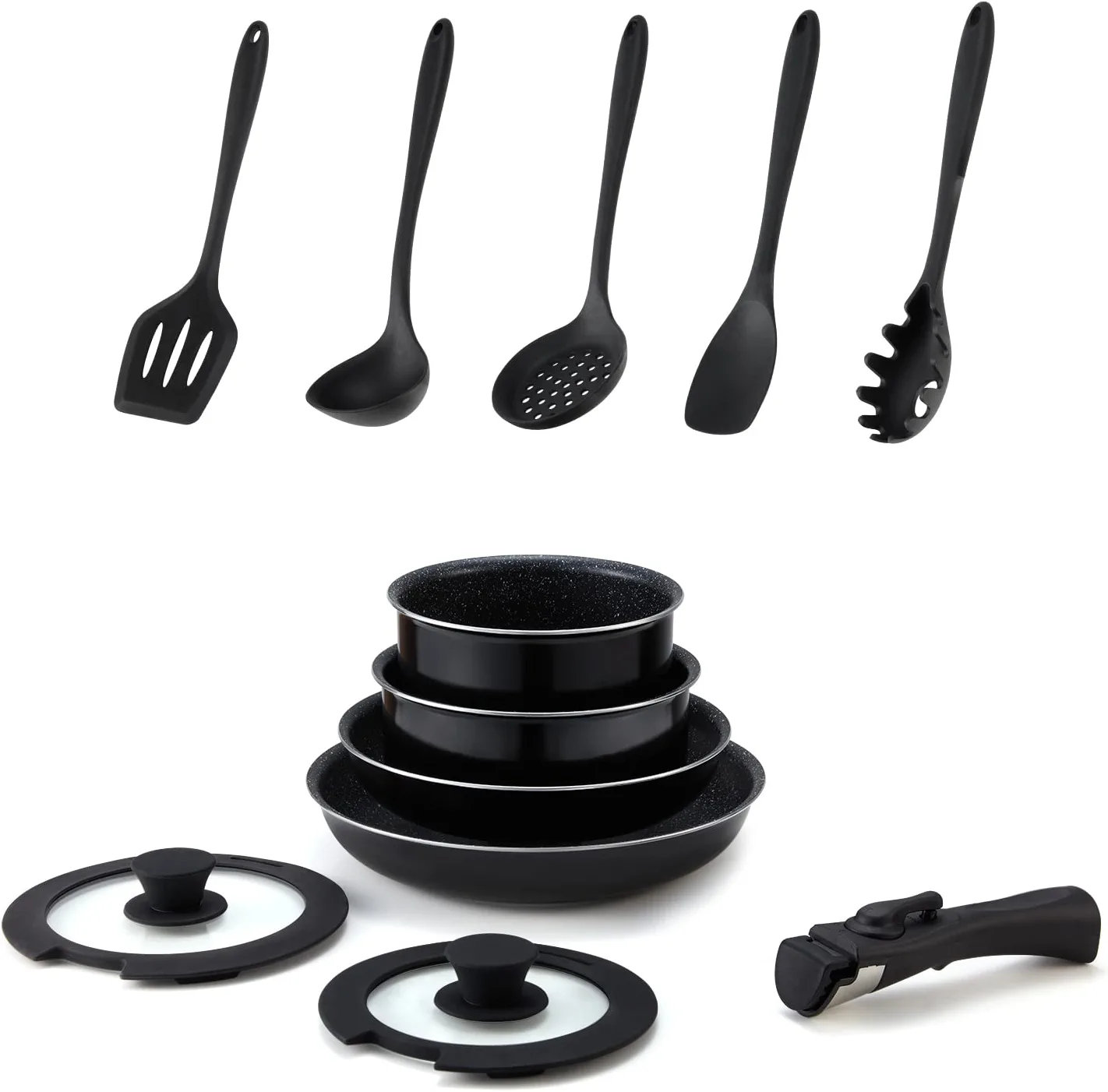 EROMMY 12 Piece Nonstick Cookware Sets, Pots And Pans Set With ...