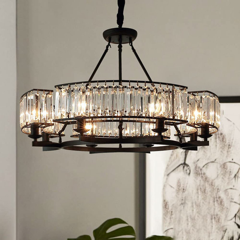 Mercer41 Jaswinder 8 - Light Crytal Wagon Wheel LED Chandelier with ...