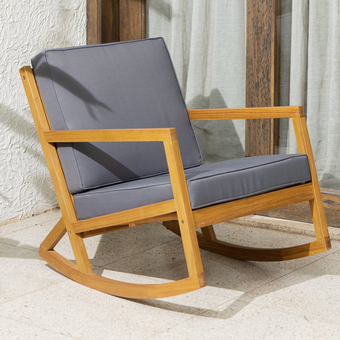 Latitude Run® Louis Acacia Outdoor Rocking Chair | Wayfair