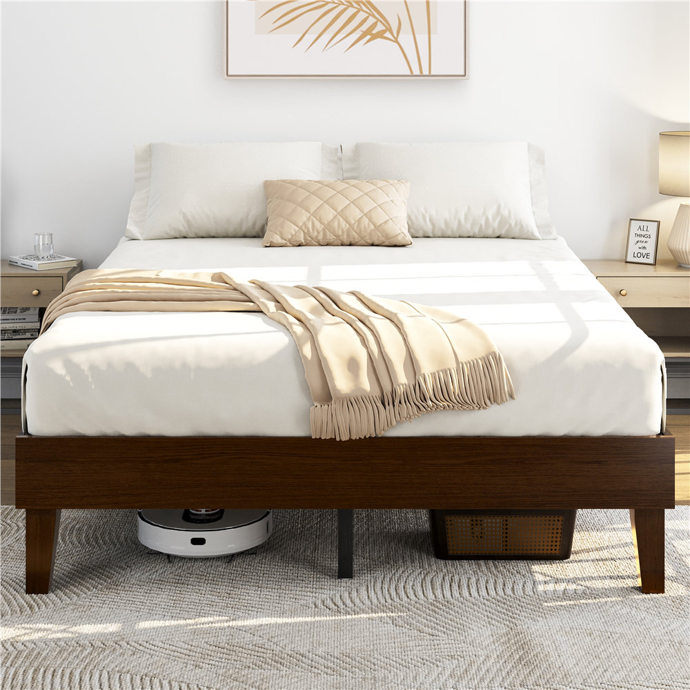 George Oliver Multi-sized Wooden Platform Bed Frame with Sturdy Slat ...