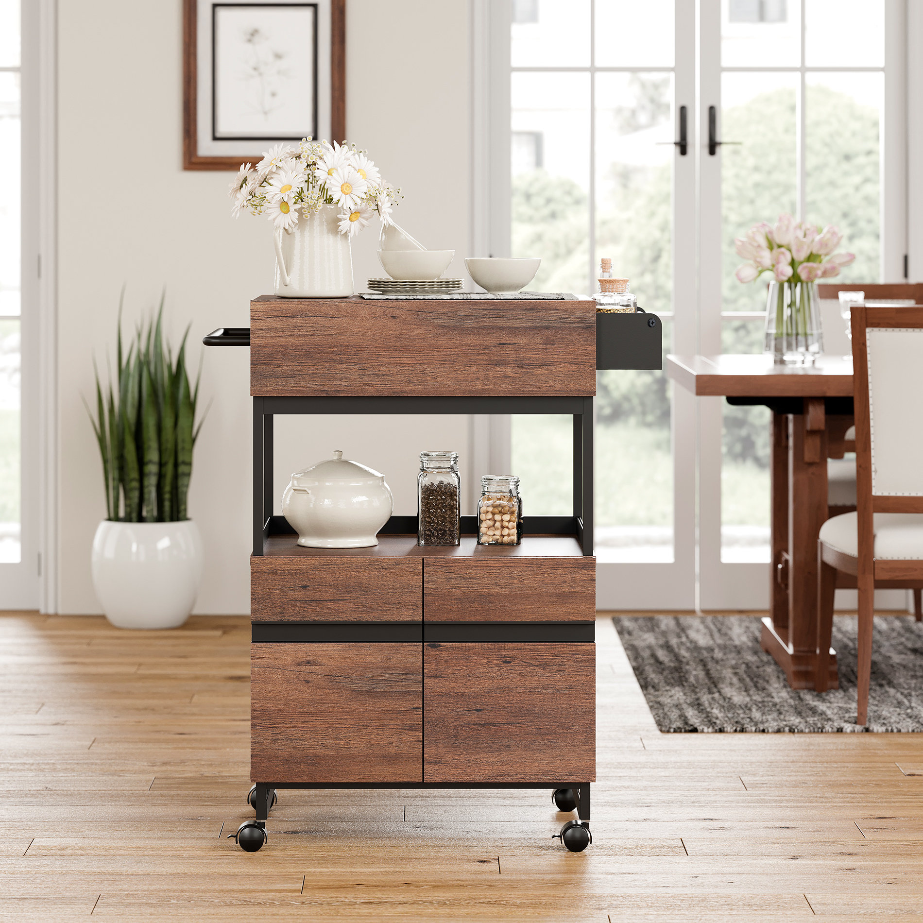 Union Rustic Kiasia 16'' Wide Rolling Kitchen Island & Reviews ...