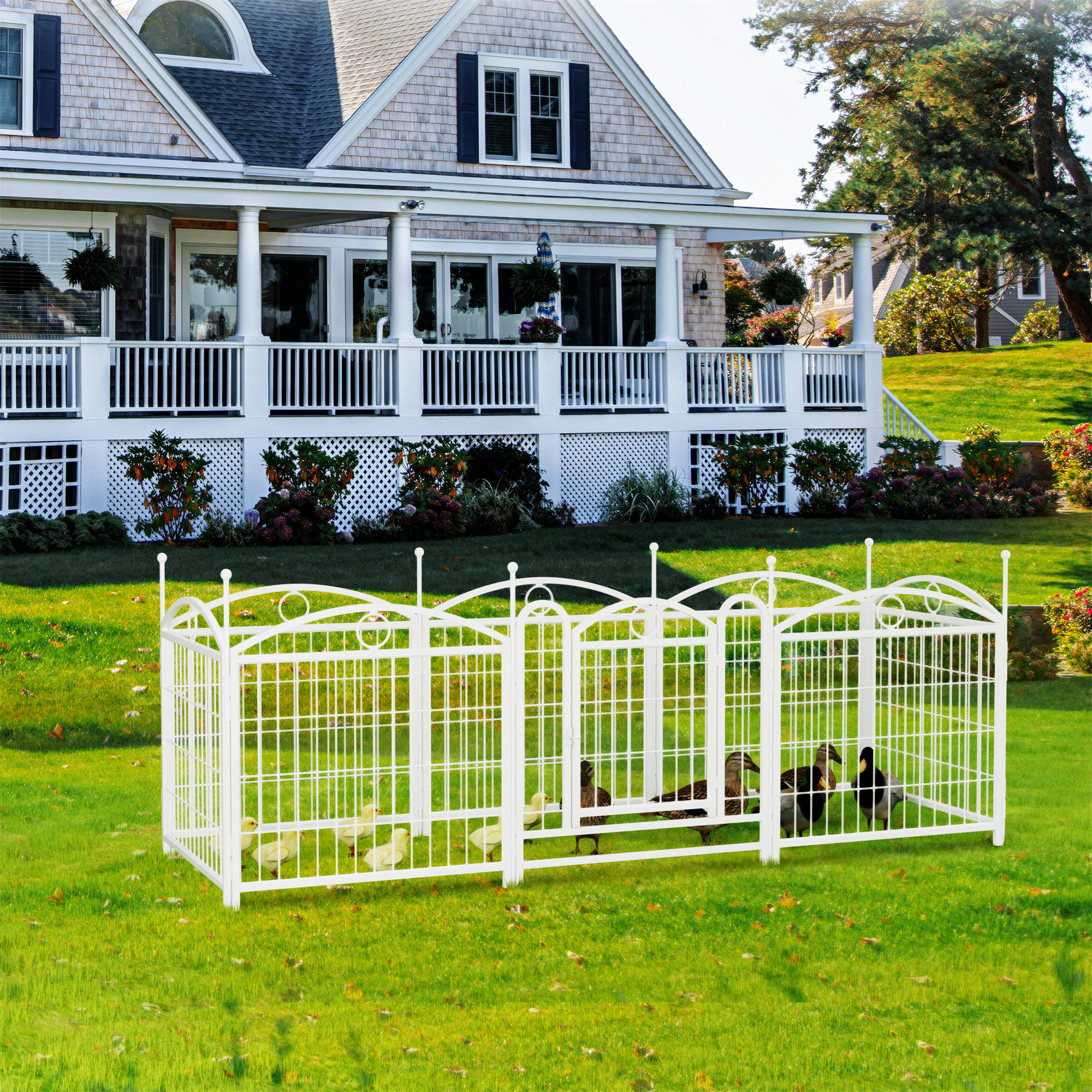 Audiohome Dog Playpen Indoor 8 Panels Metal Dog Pen Pet Dog Fence ...