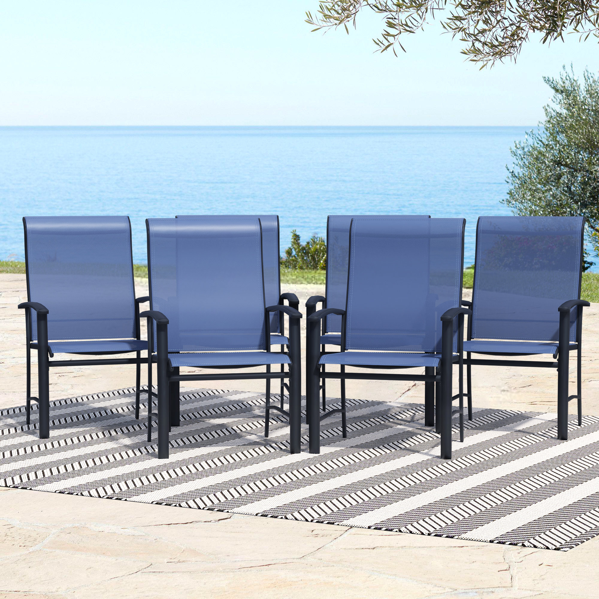 Winston Porter Outdoor Dining Chairs Set of 6, All-Weather Textilene ...