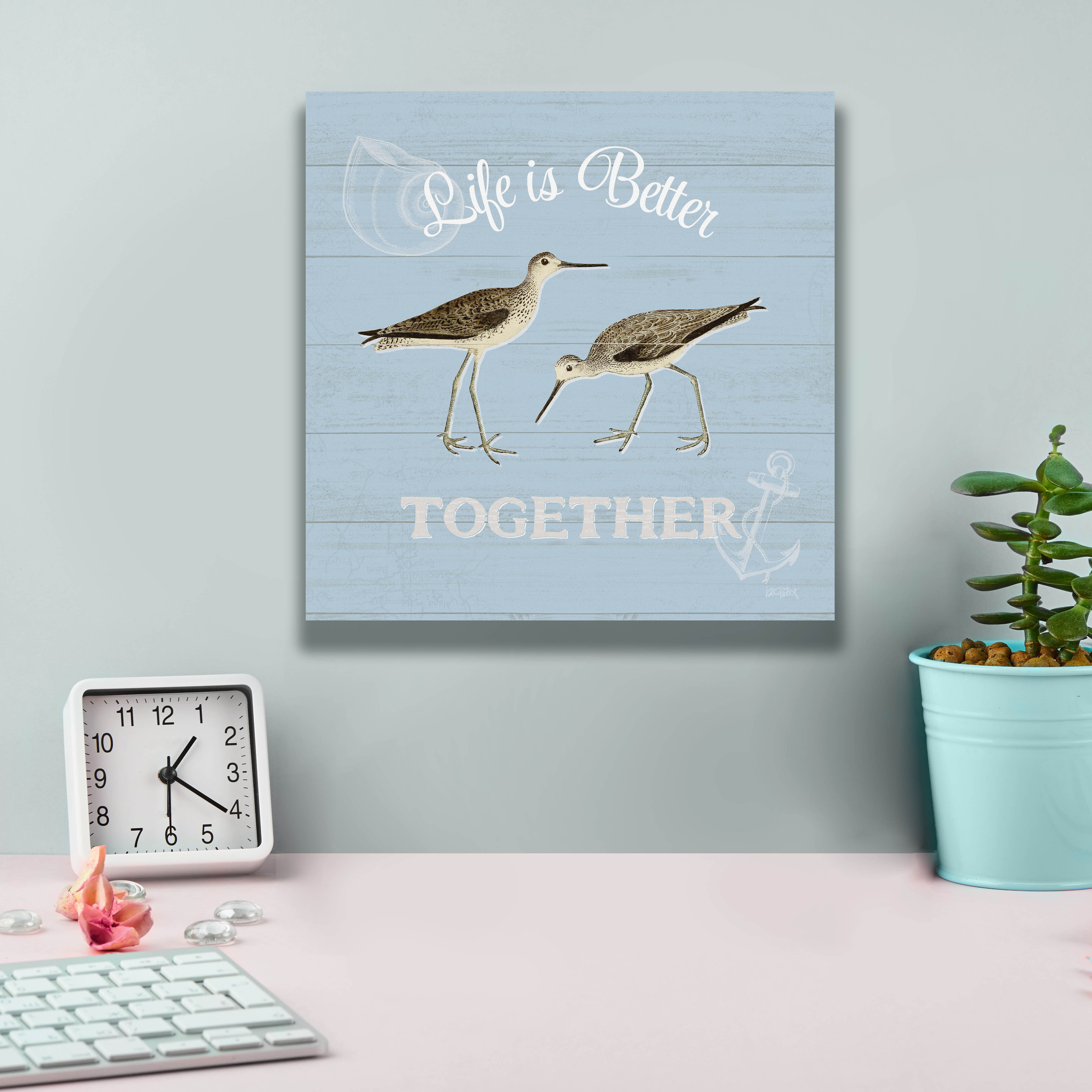 Highland Dunes 'Bayside 4 Blue' by Katie Pertiet Canvas Wall Art | Wayfair