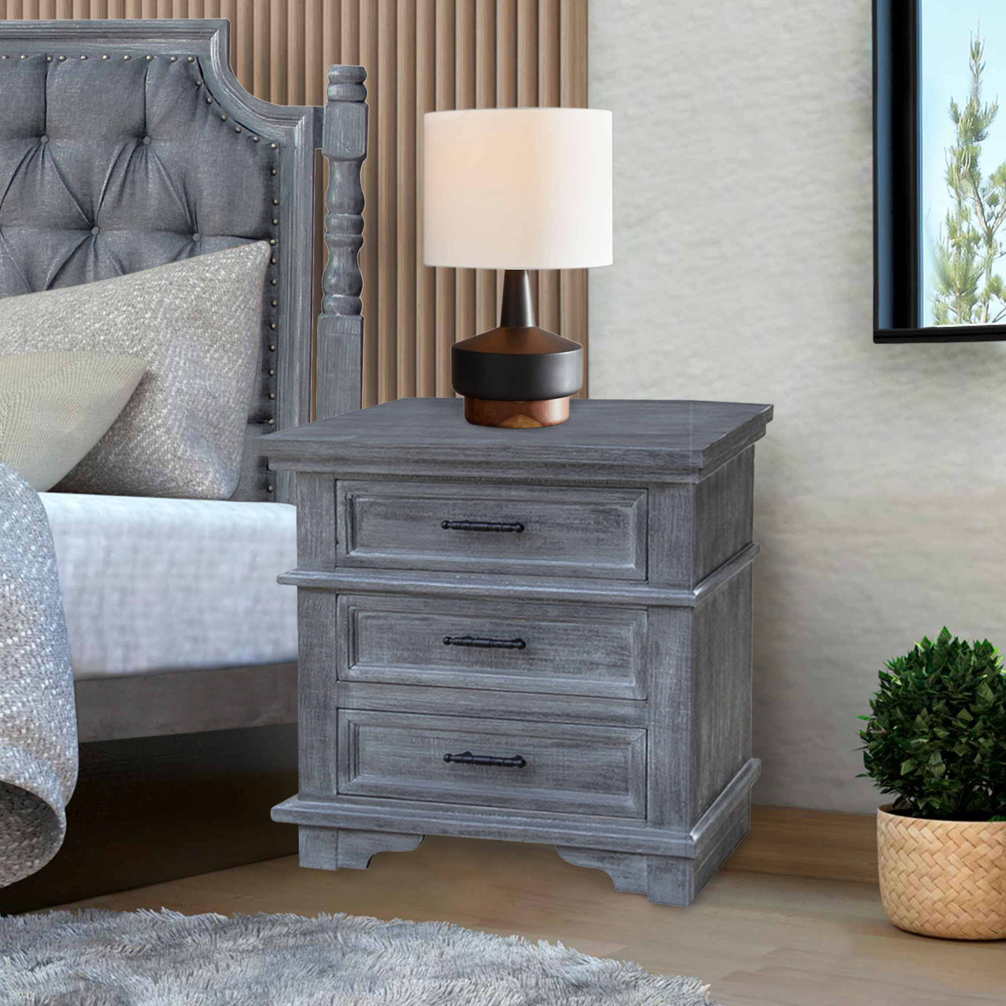 Rosalind Wheeler Cashtyn Three Drawer Nightstand | Wayfair