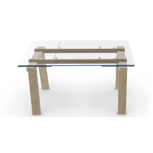 Calligaris Levante Glass Extendable Table with Wooden Legs & Reviews ...