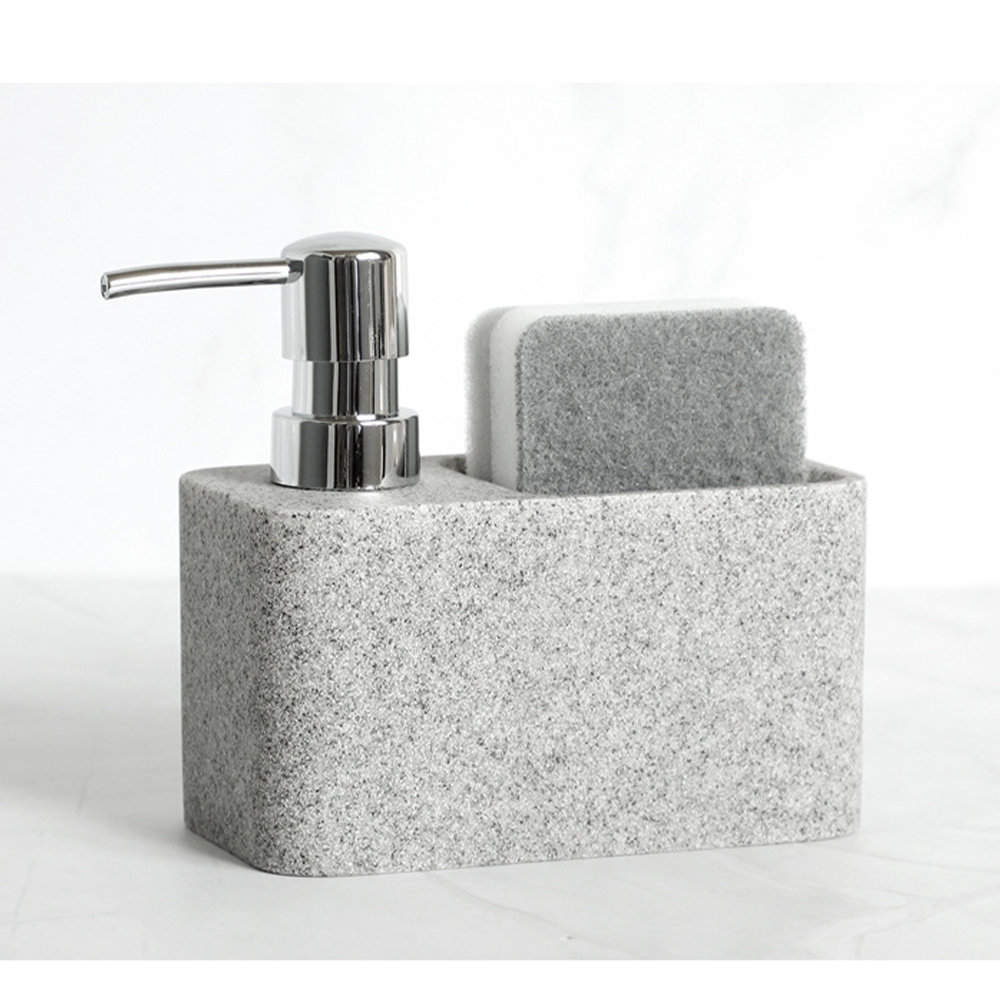 Latitude Run® Dish Soap Dispenser With Sponge Holder, 2 In 1 Countertop ...