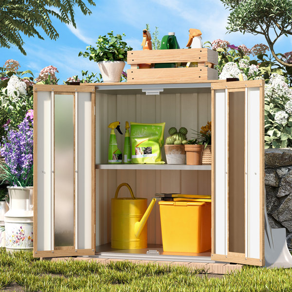 AECOJOY Small Outdoor Storage Cabinet Waterproof With Shelves | Wayfair