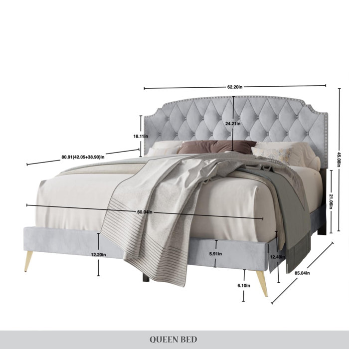 House of Hampton® Dwaun Upholstered Platform Bed & Reviews | Wayfair