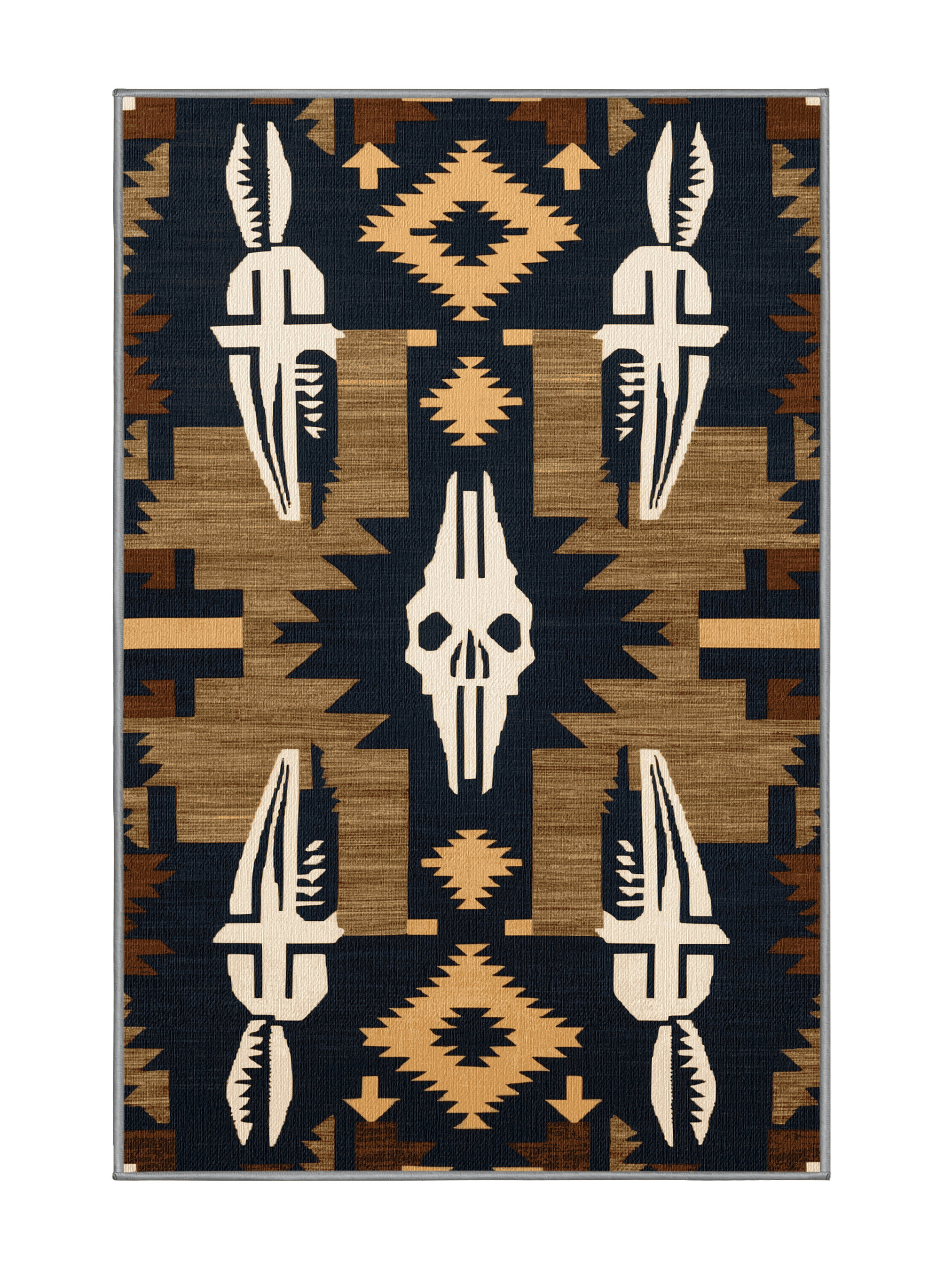 Bungalow Rose Washable Skull and Bones Southwestern Area Rug | Wayfair