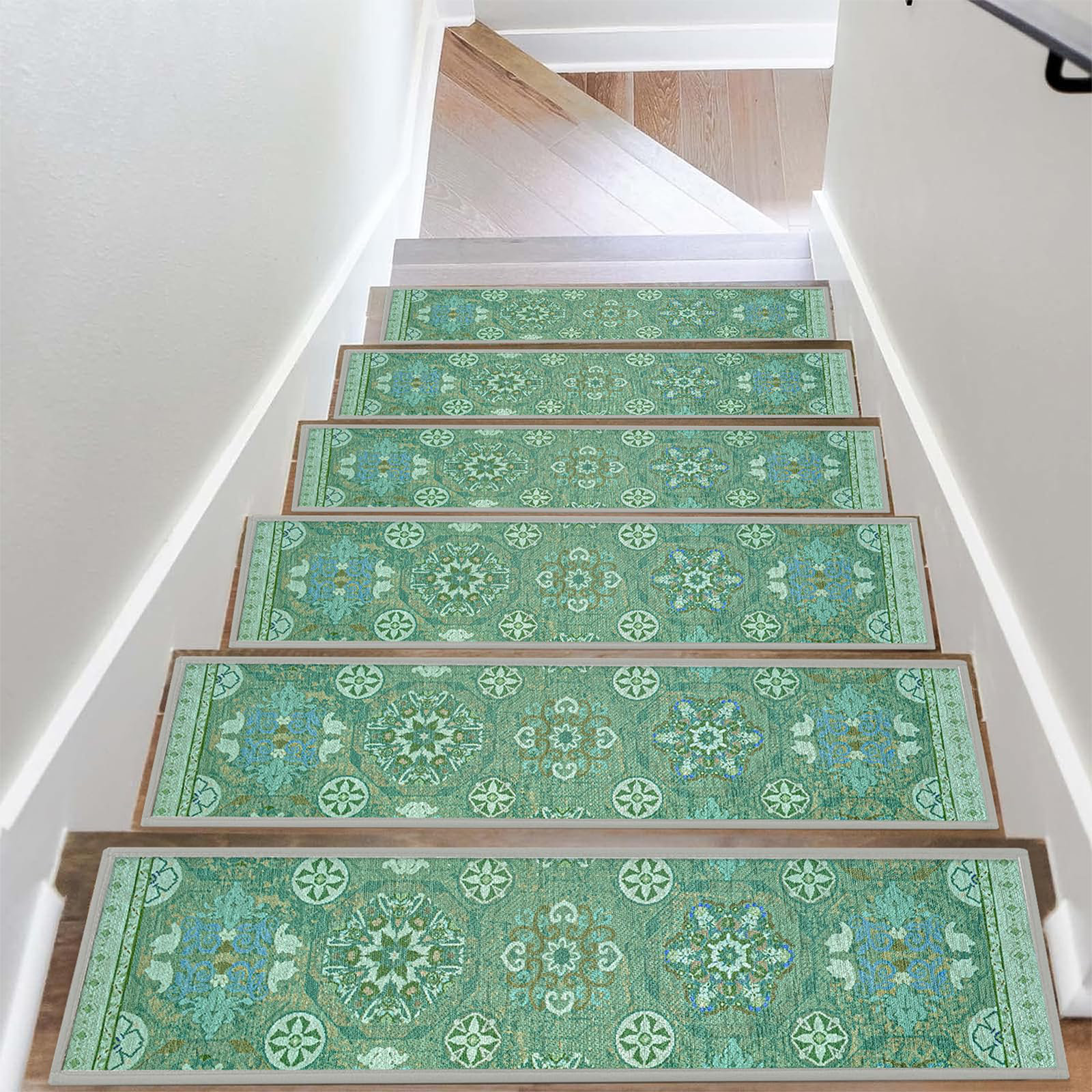 Zeki Shoggy 15 Pack 8" X 30" Non-Slip Carpet Stair Treads For Wooden ...