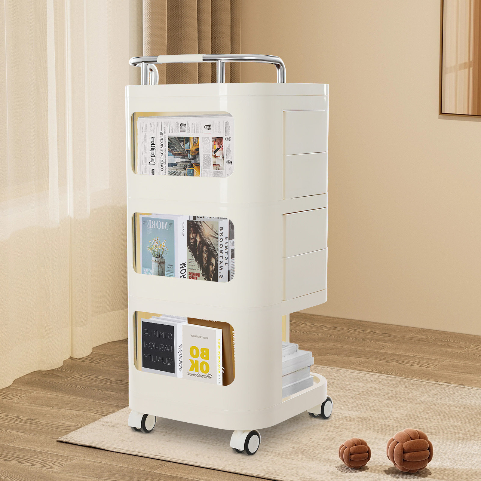 SUNYOU 3 Tier Storage Cart 4 Drawers With Wheels-31.1In(H)*14.17In(W ...