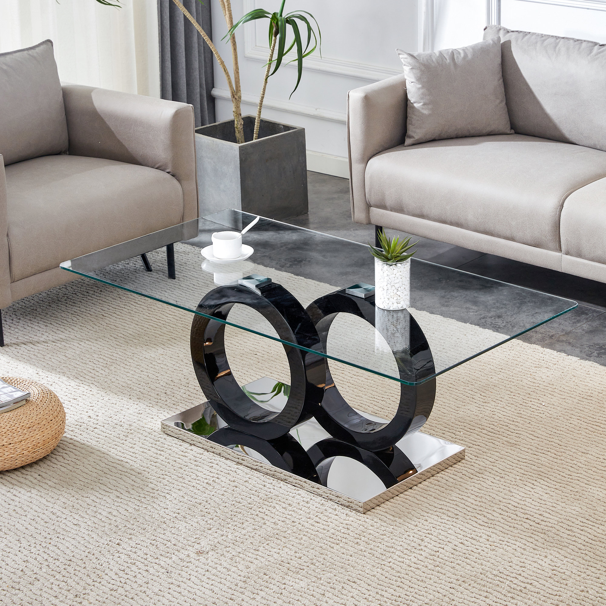 Ivy Bronx Labriola Rectangle Glass Top Coffee Table & Reviews - Wayfair ...