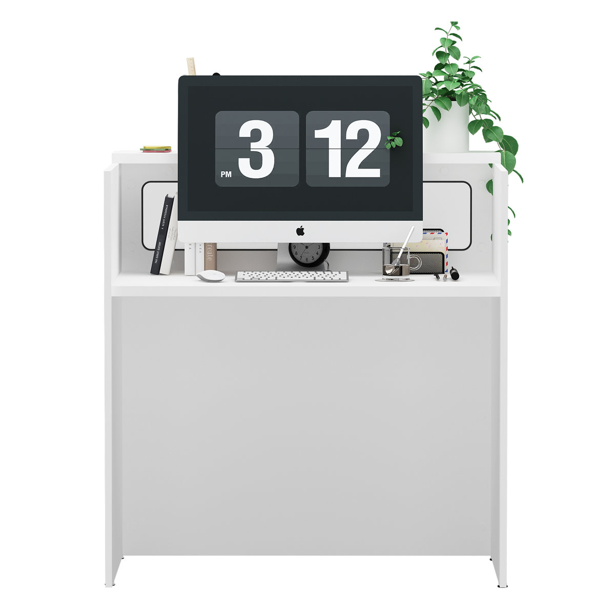 Inbox Zero Nikiforos Rectangle Manufactured Wood Reception Desk | Wayfair