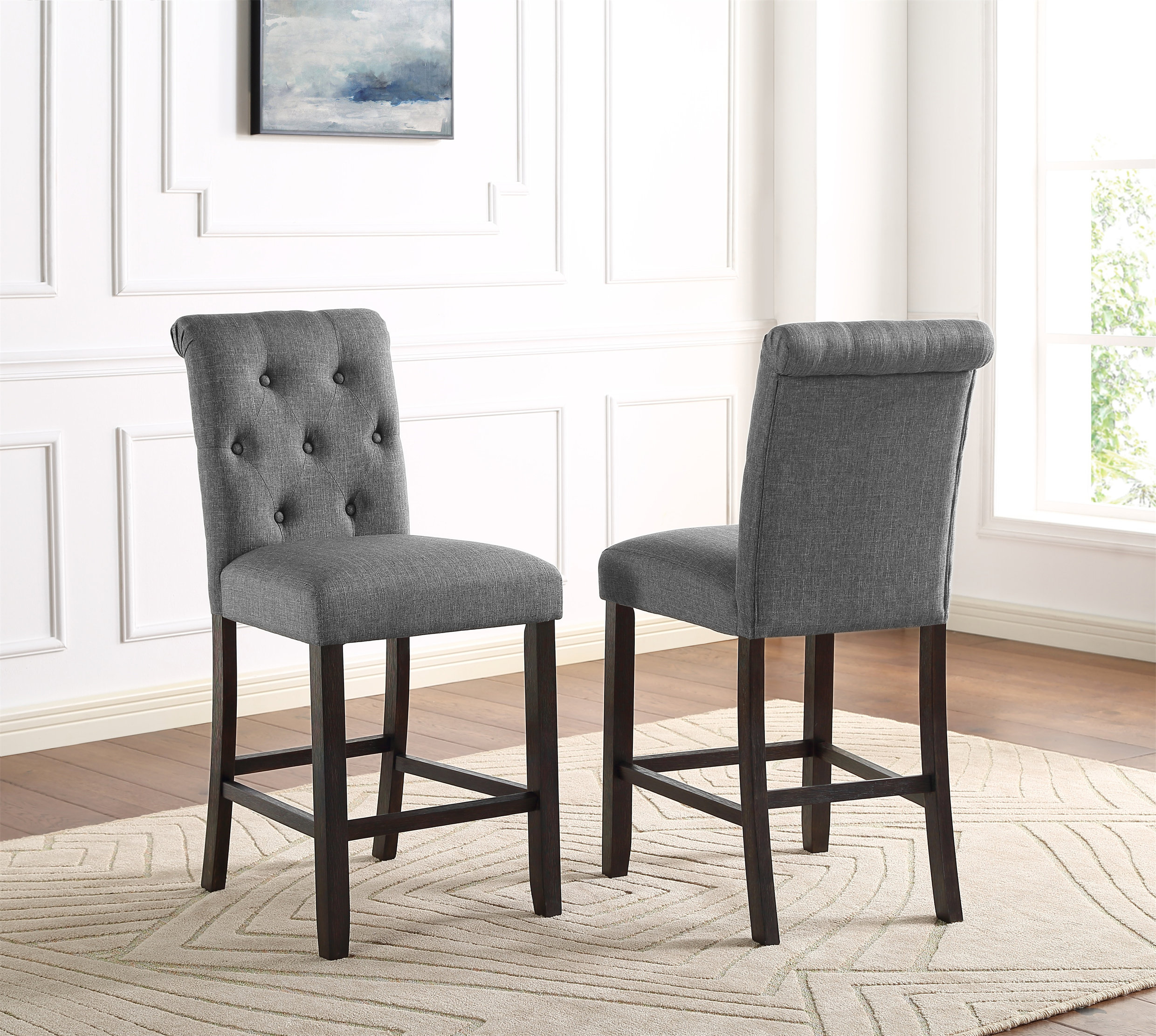 Red Barrel Studio® Set Of Two Tufted Counter Stools | Wayfair