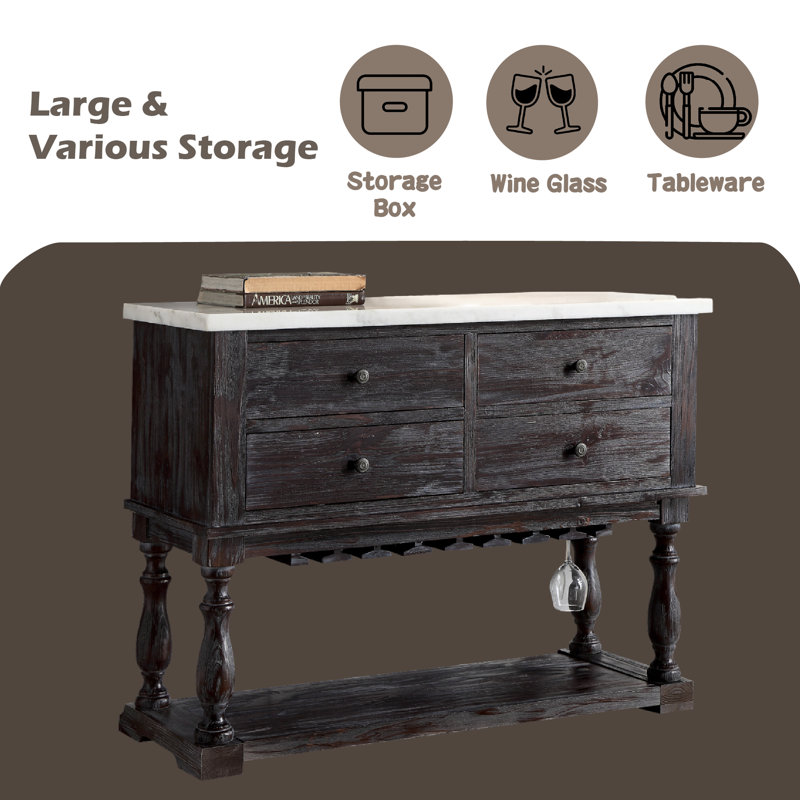 Kelly Clarkson Home Concert 48"L 4-Drawer Server with Natural Marble ...