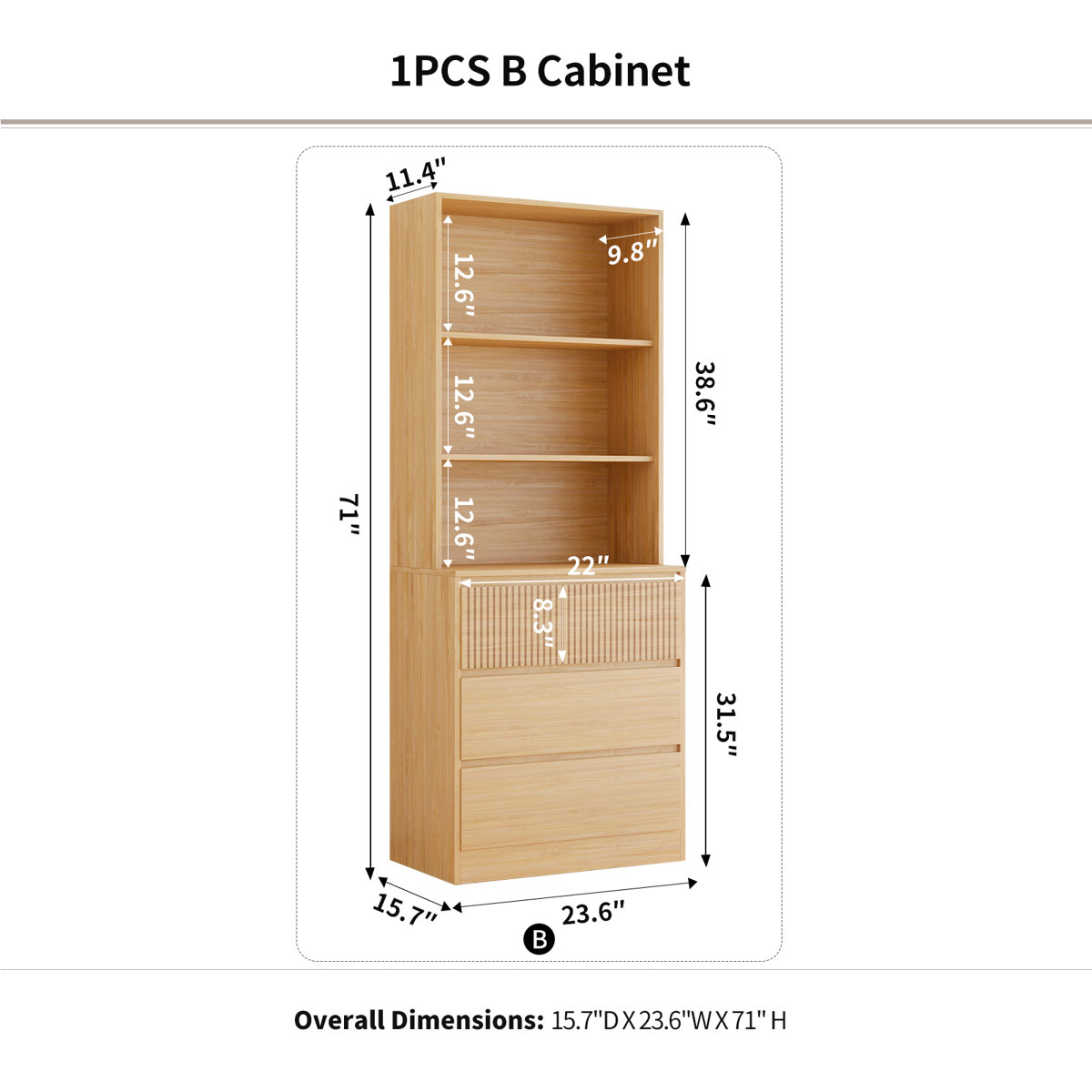 Latitude Run® Branigans 71” Wood Book Cabinet Storage Bookcase With 3 ...