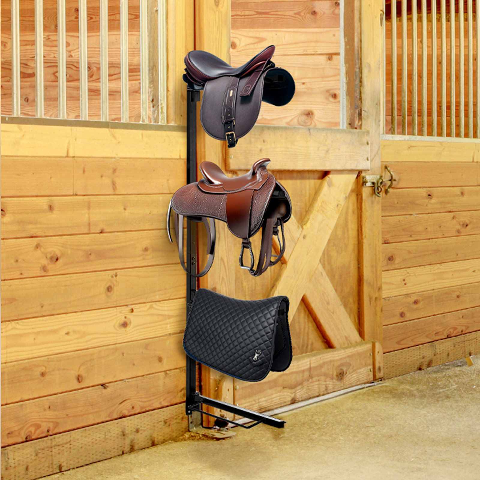 Rebrilliant Wall Mount Saddle Rack Four Tiers Western & English Horse ...