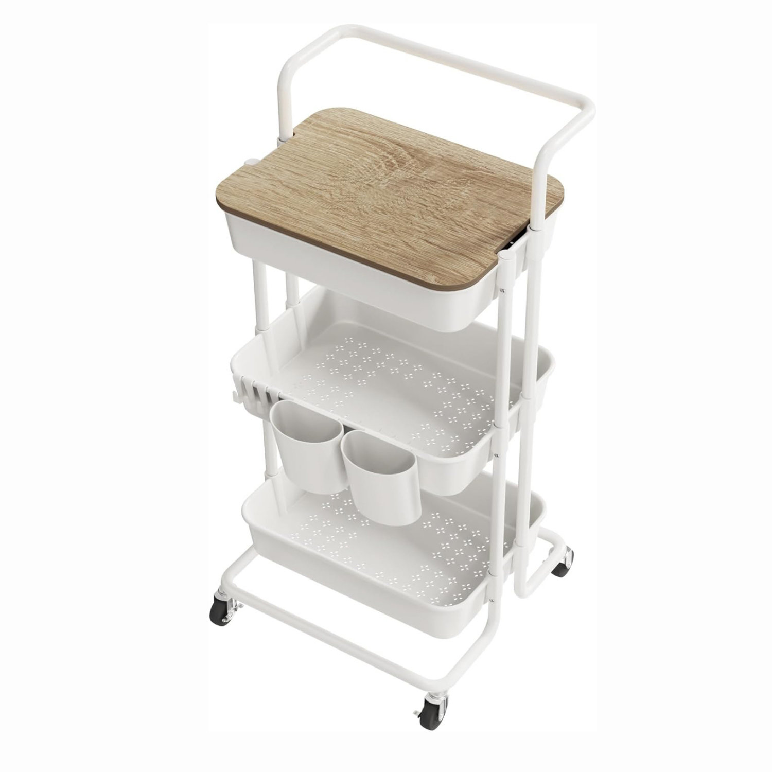 Ameriwood 3 Tier Rolling Utility Cart with Cover Top Board | Wayfair
