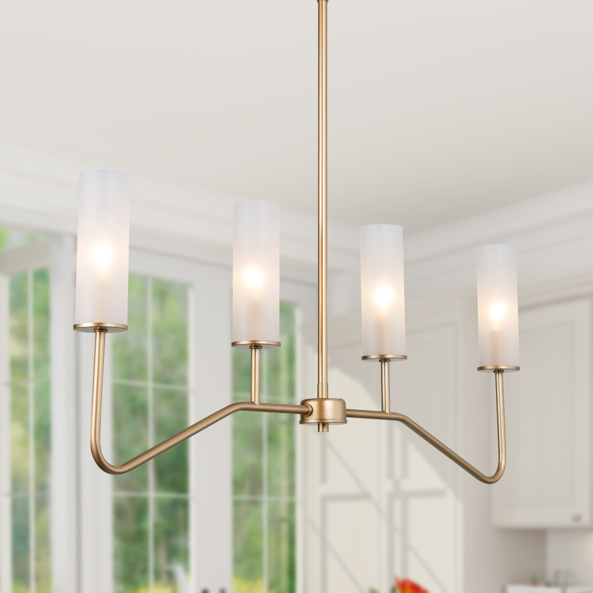Everly Quinn Acari 4-Light Linear Pendant Light for Kitchen Island 32 ...