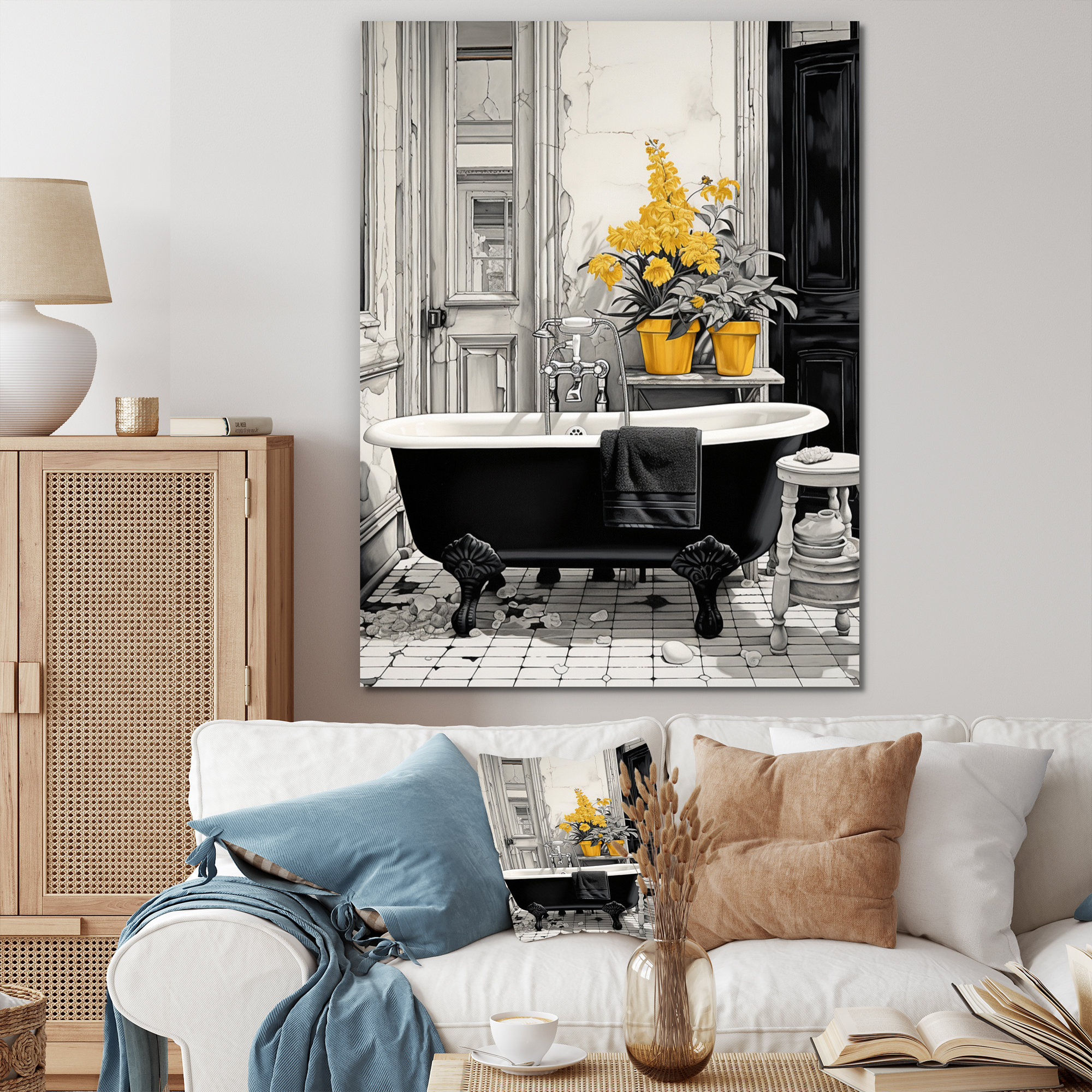 Winston Porter Leveta Bath Retro Vibe Framed On Canvas Print | Wayfair