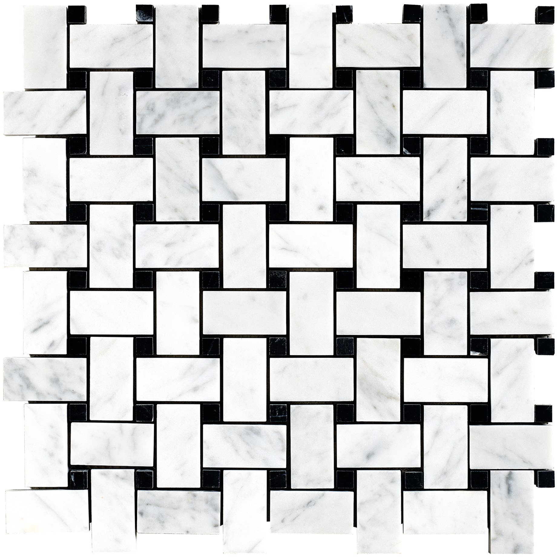 Matrix Stone USA Carrara 1" x 2" Marble Basketweave Mosaic Wall & Floor ...