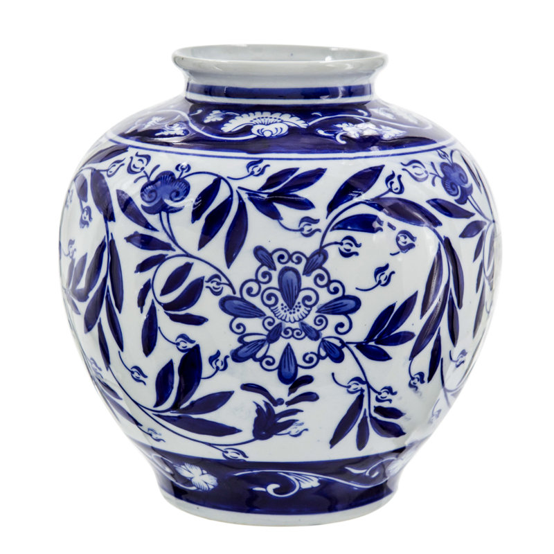 Charlton Home® Trevor Blue and White 9" Porcelain Table Vase & Reviews ...