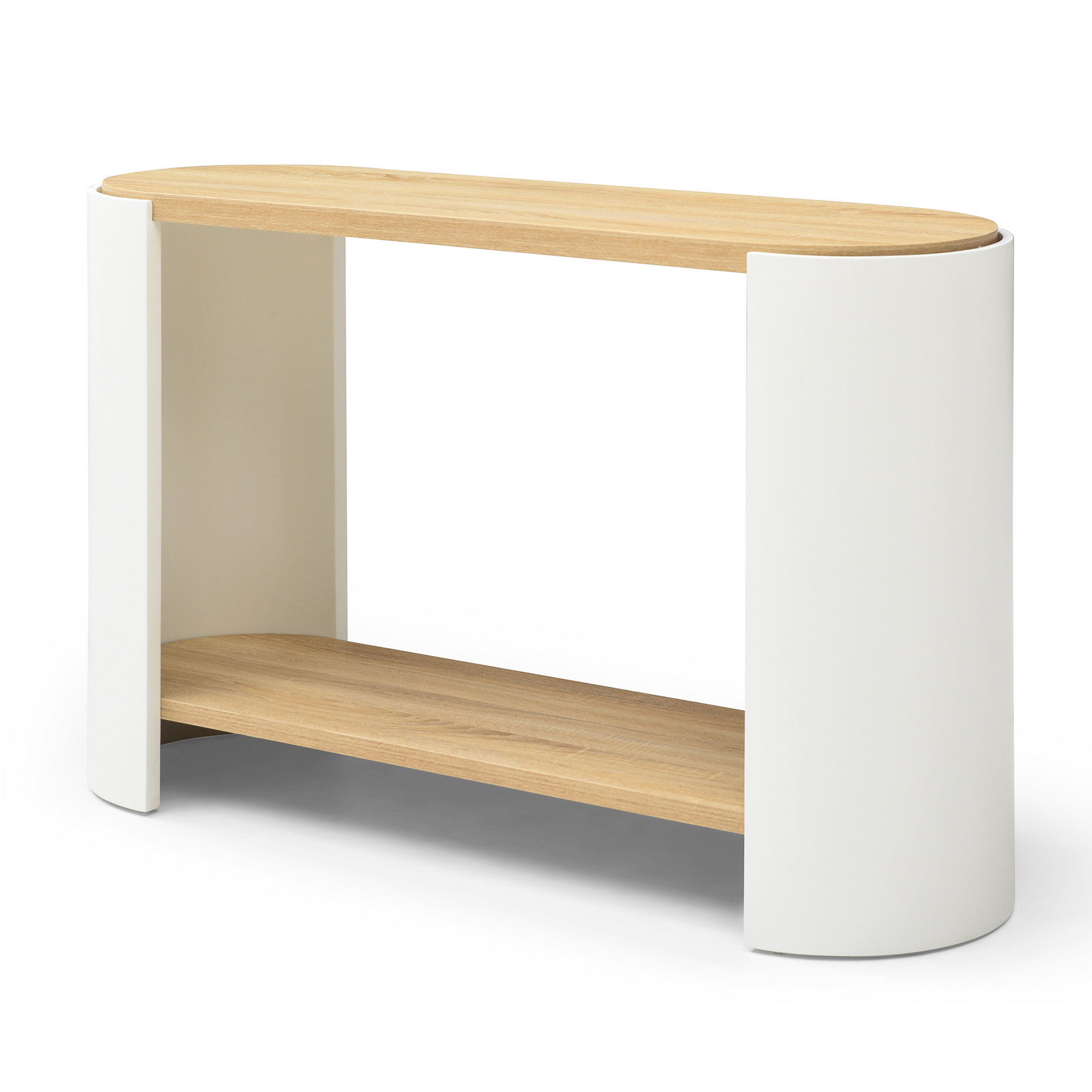 Latitude Run® Bedroom Oval Nightstand With 2-Layer Shelves, Natural And ...