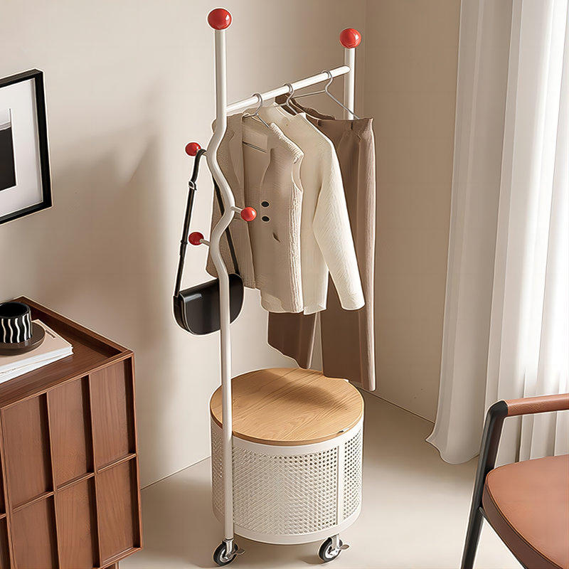 Recon Furniture 15.75'' Metal+Solid Wood Rolling Clothes Racks /Garment ...