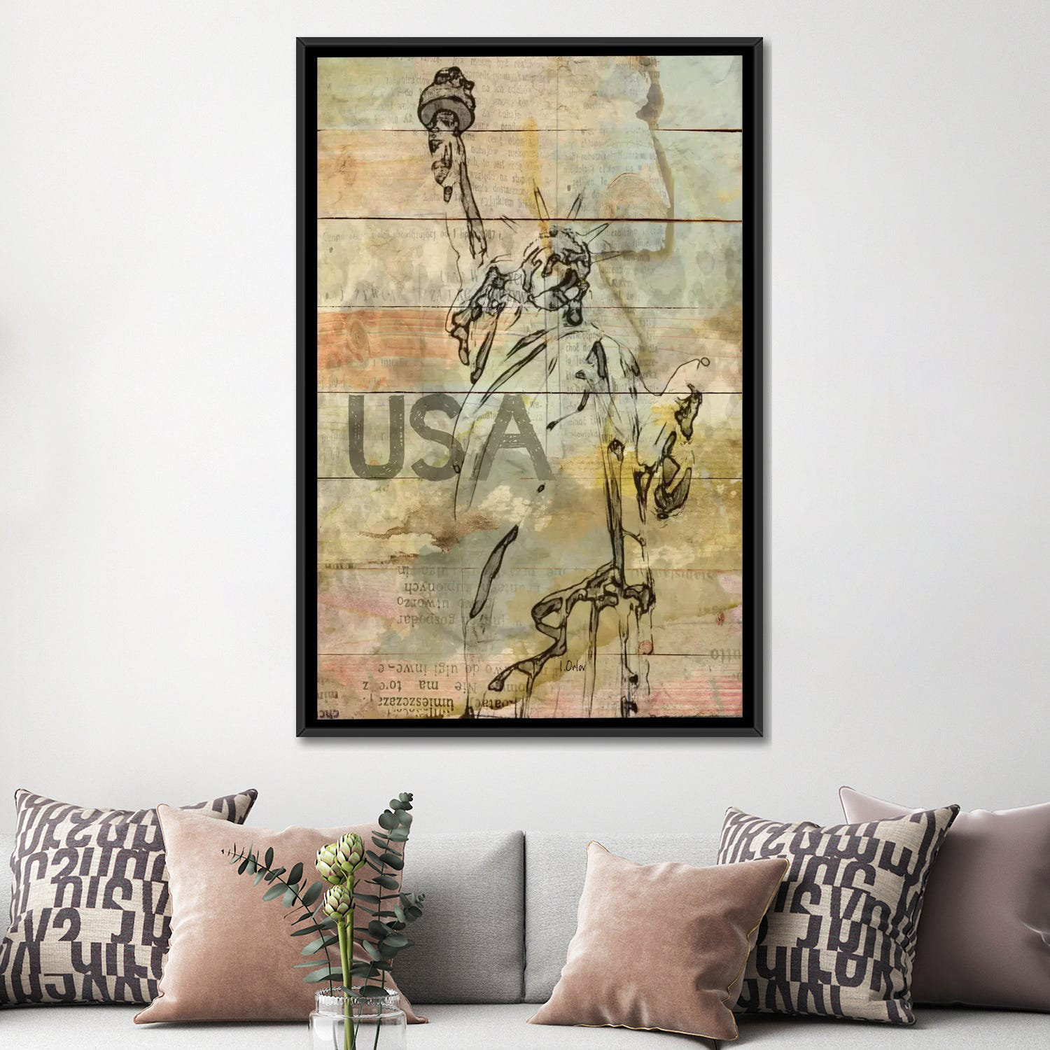 East Urban Home Lady Liberty Graphic Art on Wrapped Canvas | Wayfair
