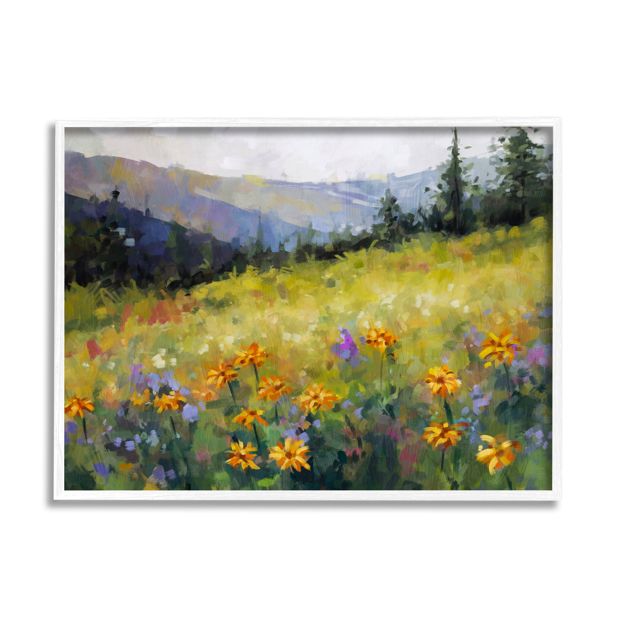 Stupell Industries Flower Meadow Painting Framed Giclee Art by Ziwei Li ...