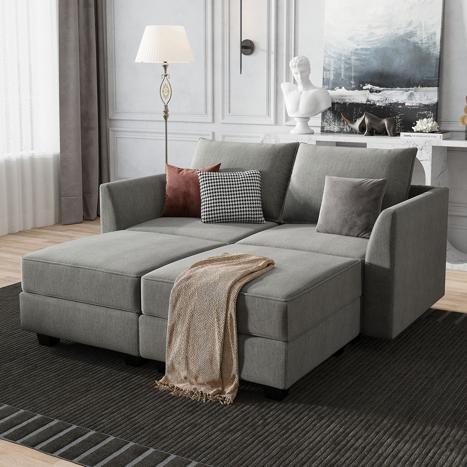 Latitude Run® Manusite Convertible Modular Sectional Couch With ...