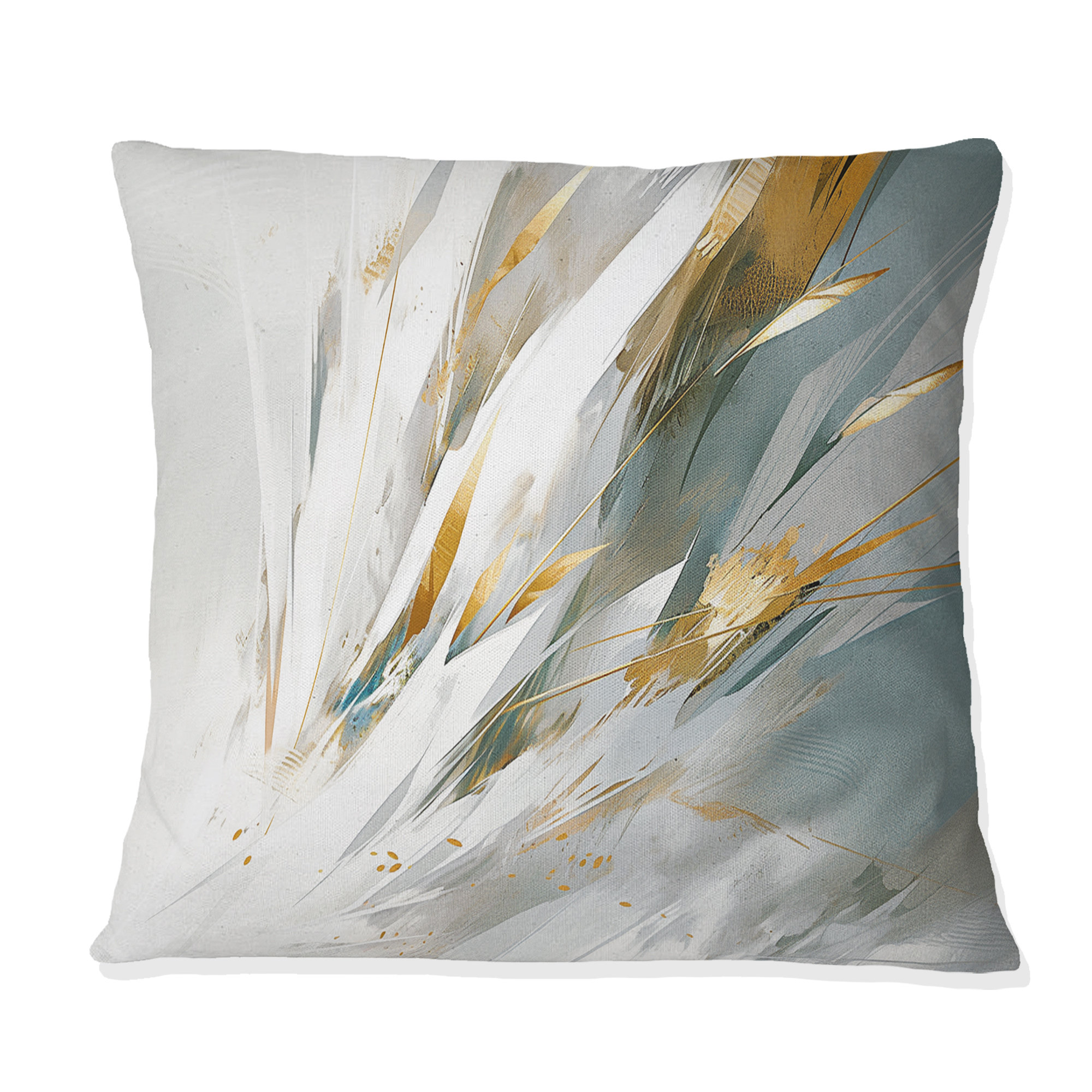 Design Art Gold And Cream Mosaic Echoes - Cubism Printed Throw Pillow ...