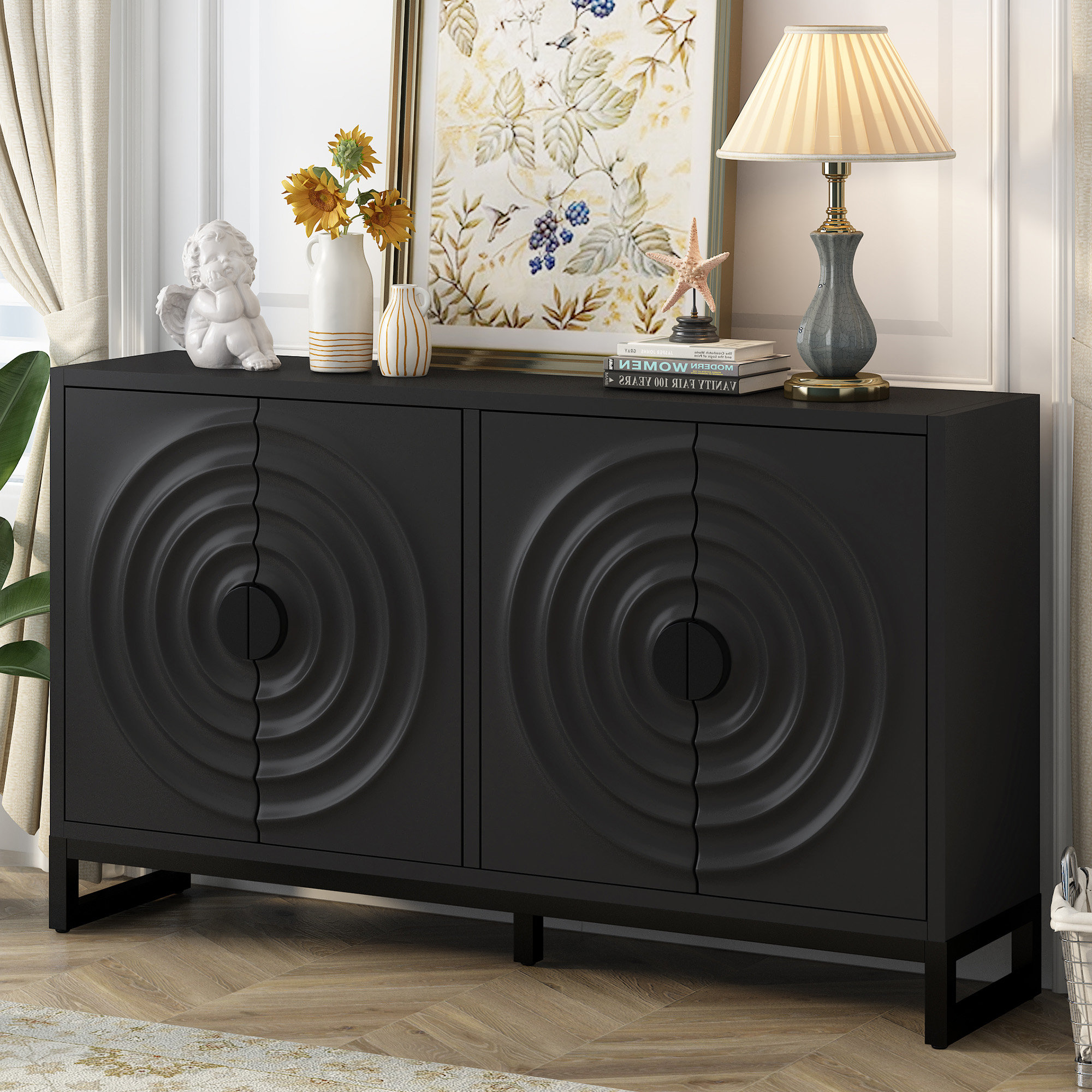 Ebern Designs Storage Cabinet Sideboard Wooden Cabinet With Stunning ...
