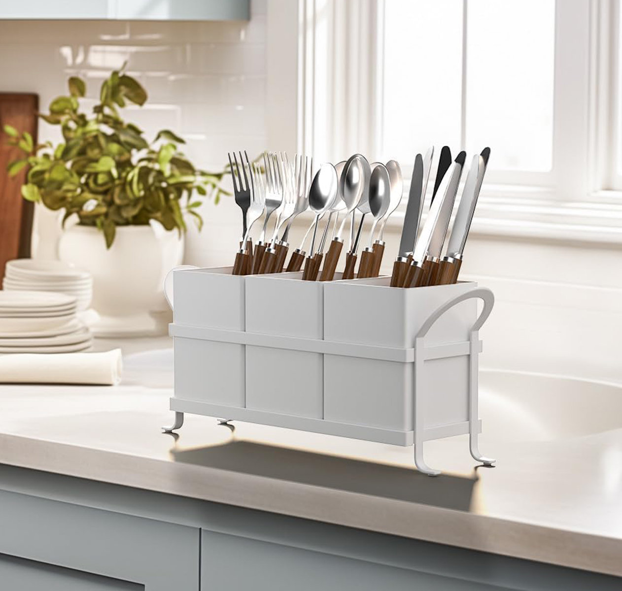 DULWOK Kitchen Utensil Rack,Chic Silverware Rack for Parties,Compact ...