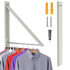 Rebrilliant Retractable Clothes Drying Rack,Space Saver Wall Mounted ...