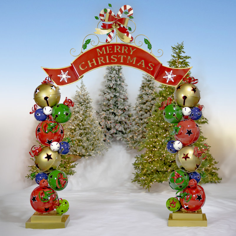 Zaer Ltd International Iron Christmas Archway with Jingle Bell Pillars ...