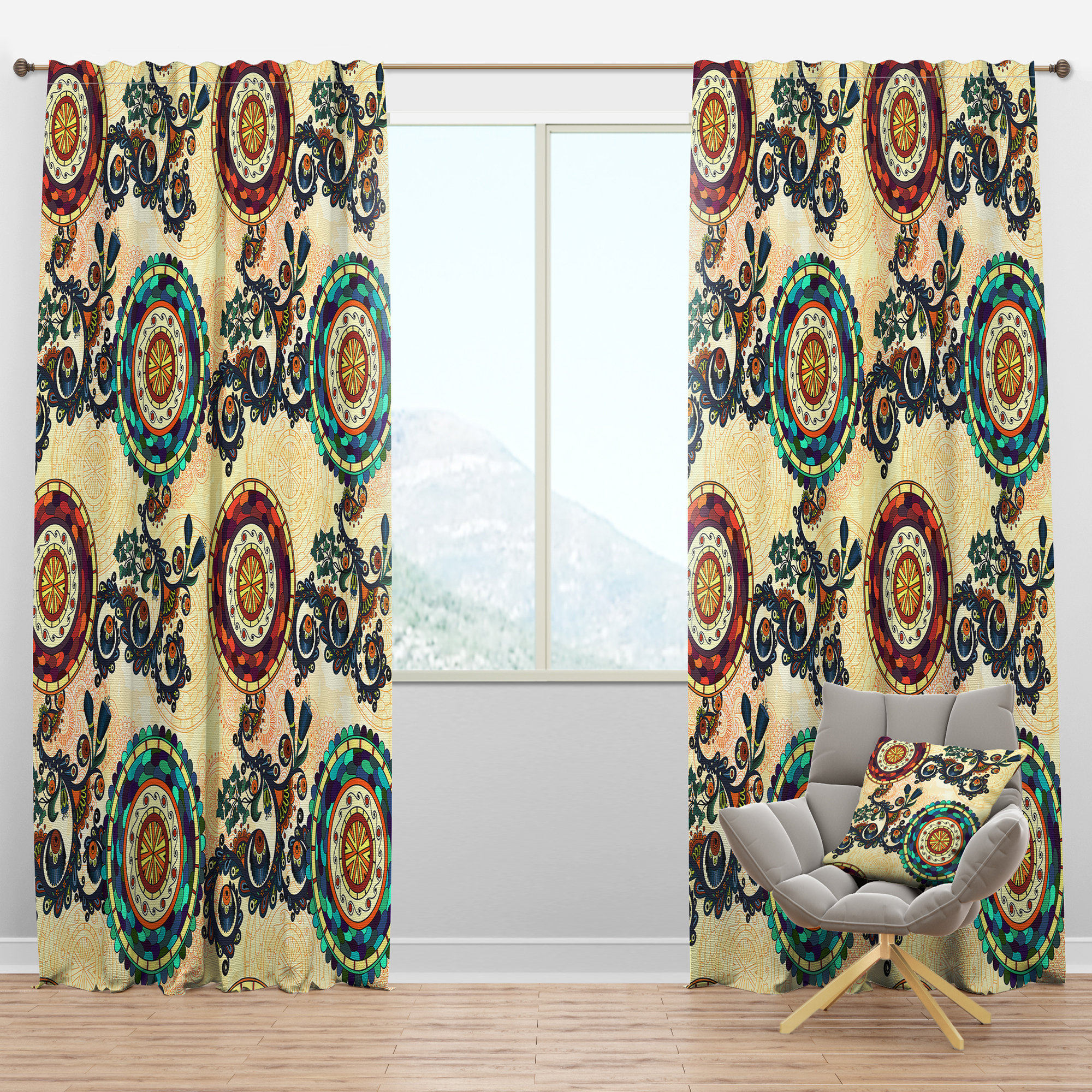 Design Art Floral Paisley Ethnic - Modern Curtain - Velvet Room ...