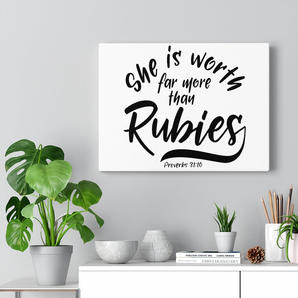 Trinx Scripture Canvas More Than Rubies Proverbs 31:10 Christian Wall ...