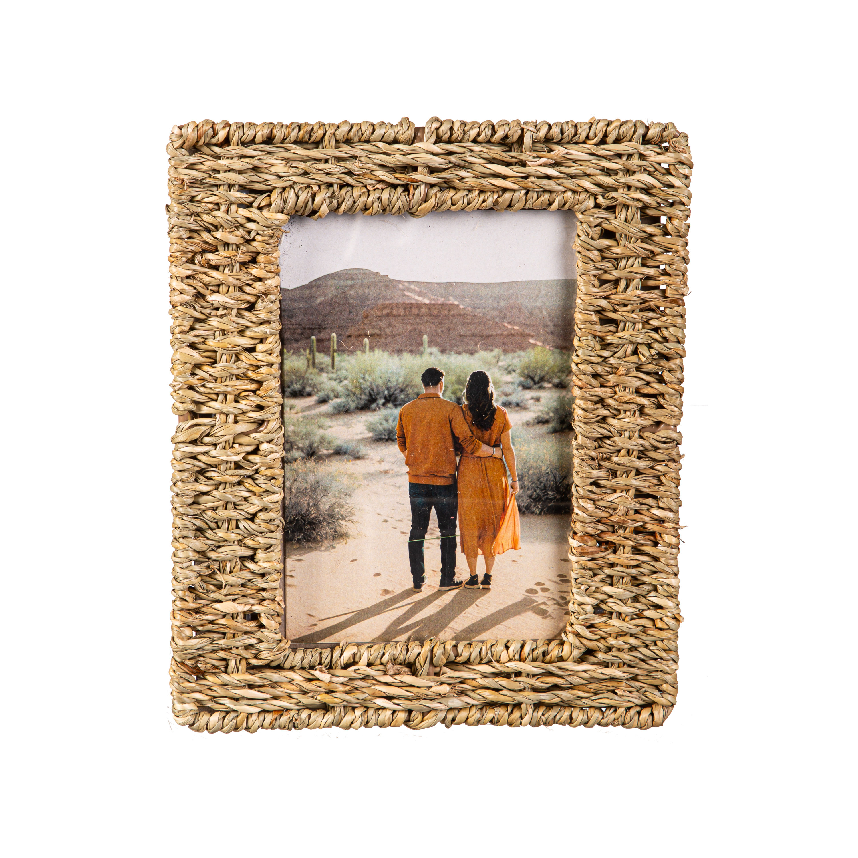 Bungalow Rose Rattan Picture Frame with Easel Back, 4"Lx6"H Photo | Wayfair