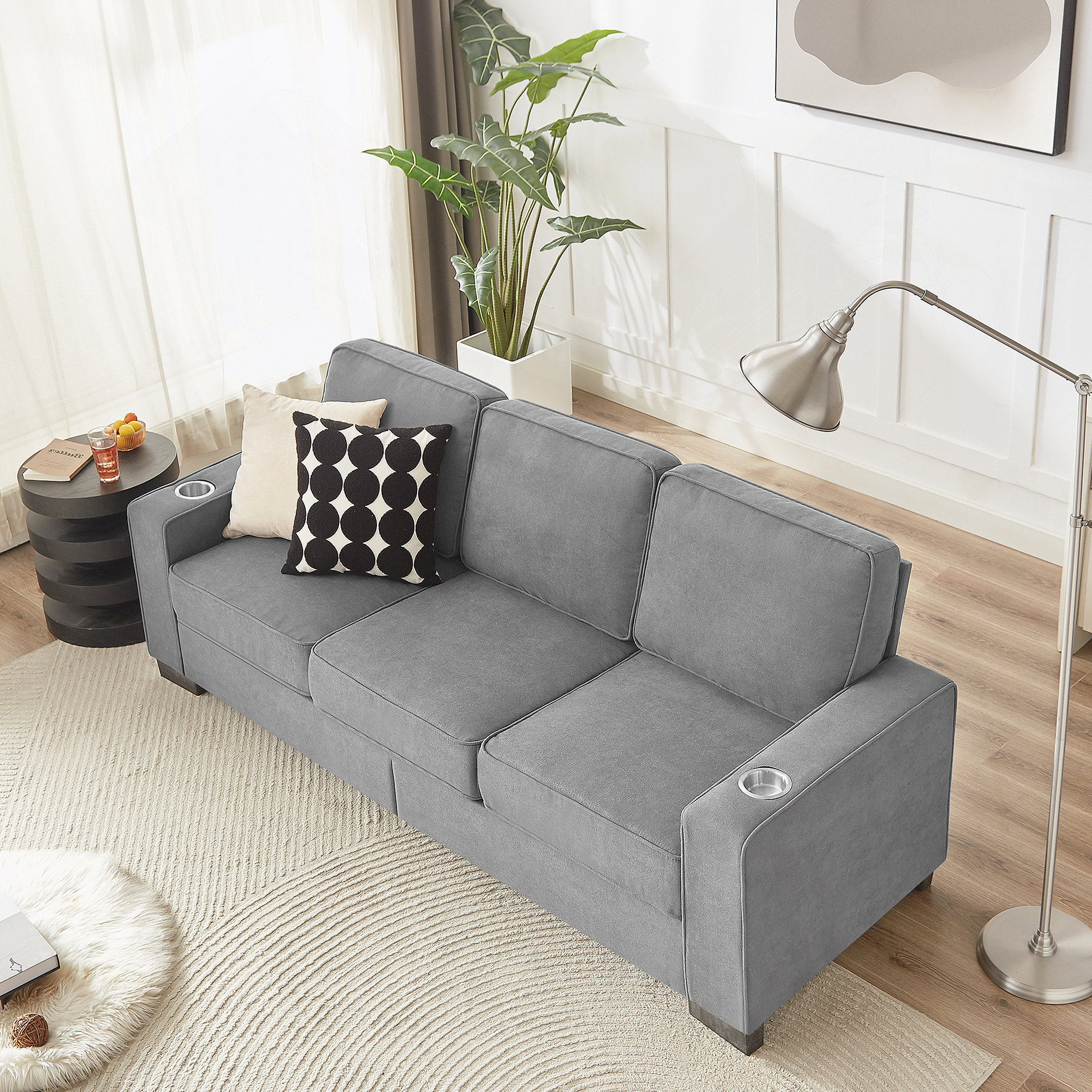 Mercer41 Comfortable Three-Seater Compressed Sofa for Various Rooms ...