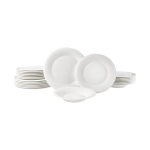 Fitz and Floyd Nevaeh White Classic Bead 24-Piece Bone China Dinnerware ...