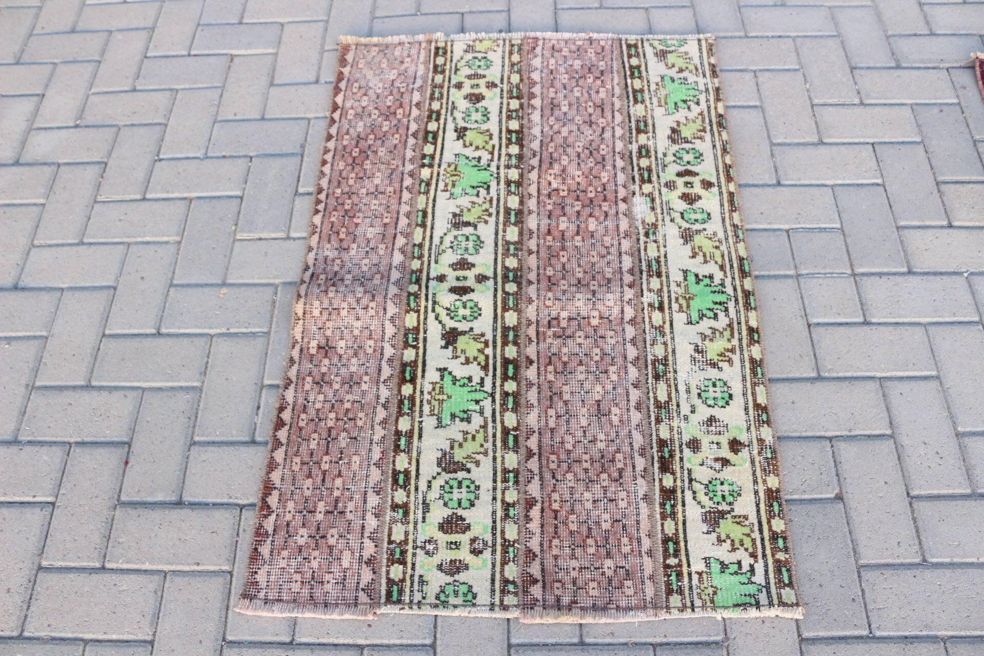 Bungalow Rose Handwoven Green and Brown Patterned Vintage Turkish Door ...