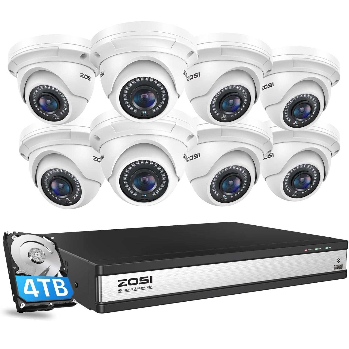 ZOSI 16CH 4K PoE NVR Security Camera System 4TB HDD, 5MP Outdoor PoE ...