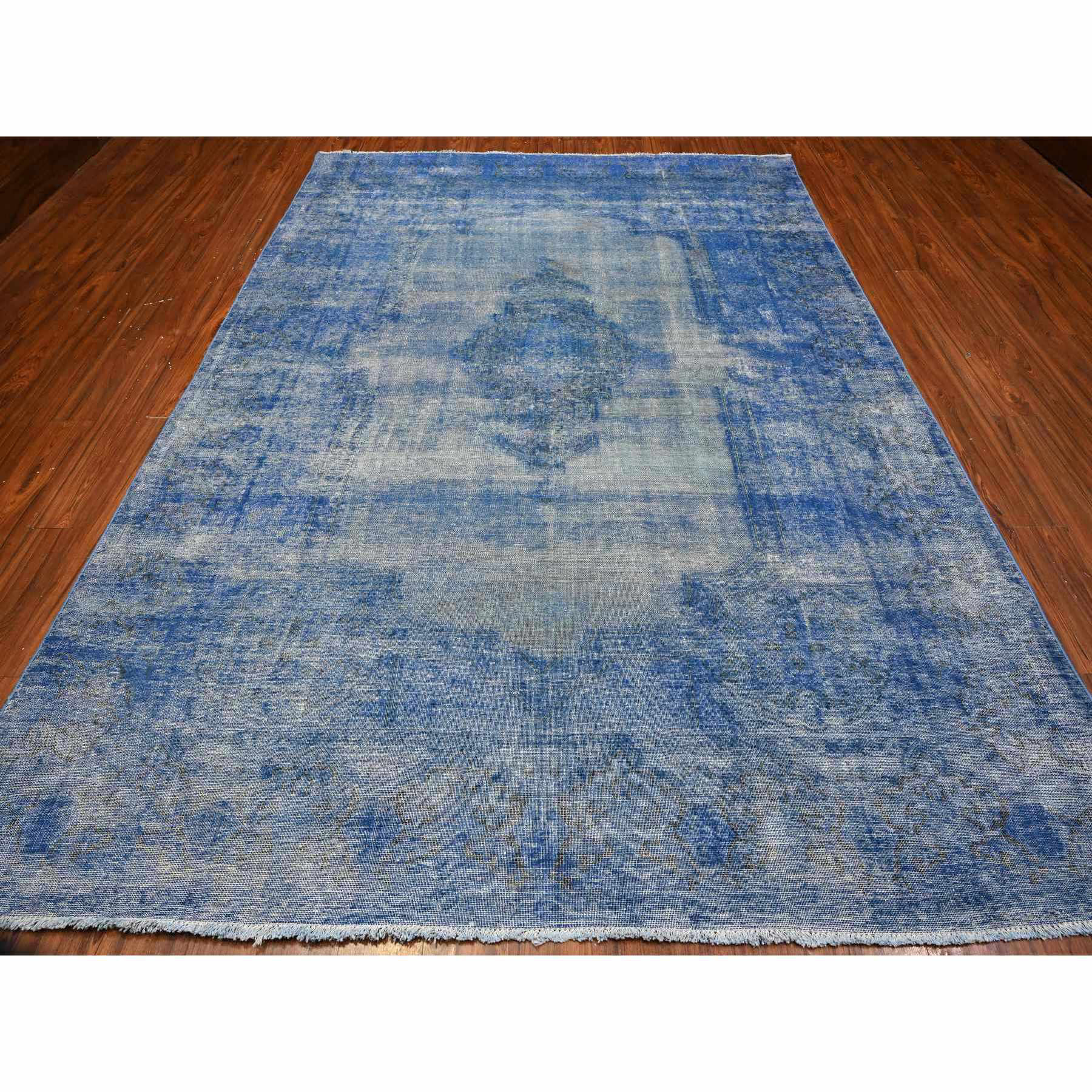 Isabelline 8'1" x 11'5" Chelsea Blue Worn Pile Vintage Zoroastrian ...
