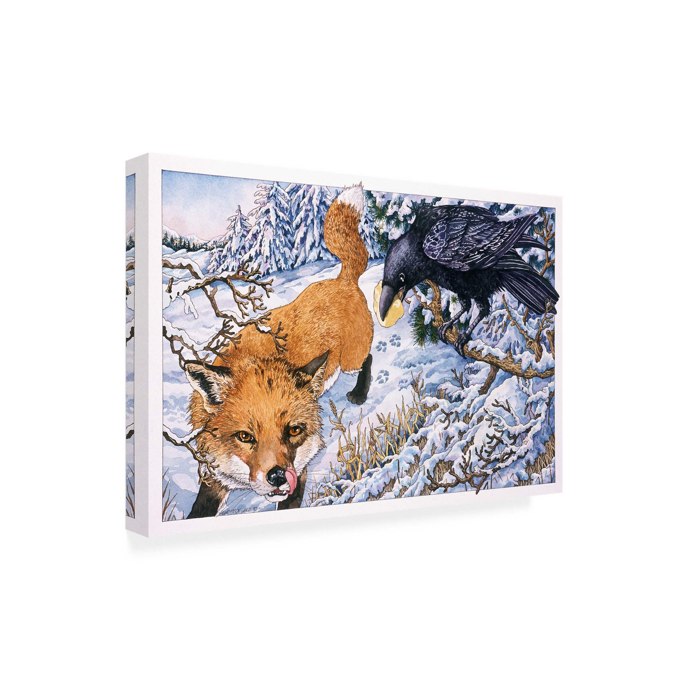 Millwood Pines Wendy Edelson 'Fox and Crow' Canvas Art ALI63187 ...